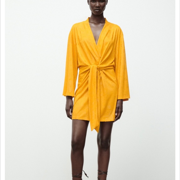 Zara | Dresses | Zara Knotted Yellow Dress | Poshmark